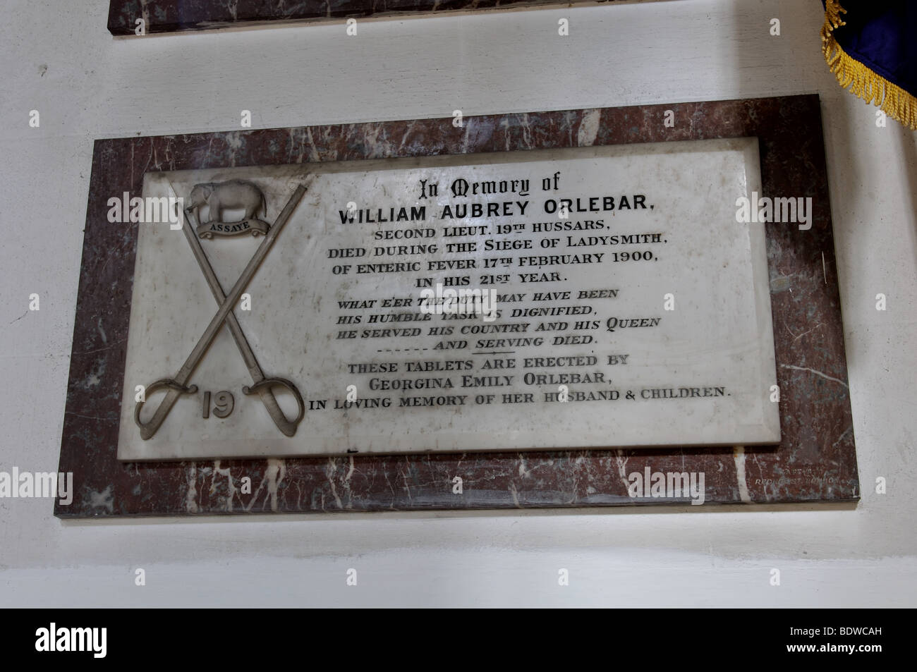 Memorial plaque in St. Mary the Virgin Church, Podington, Bedfordshire ...