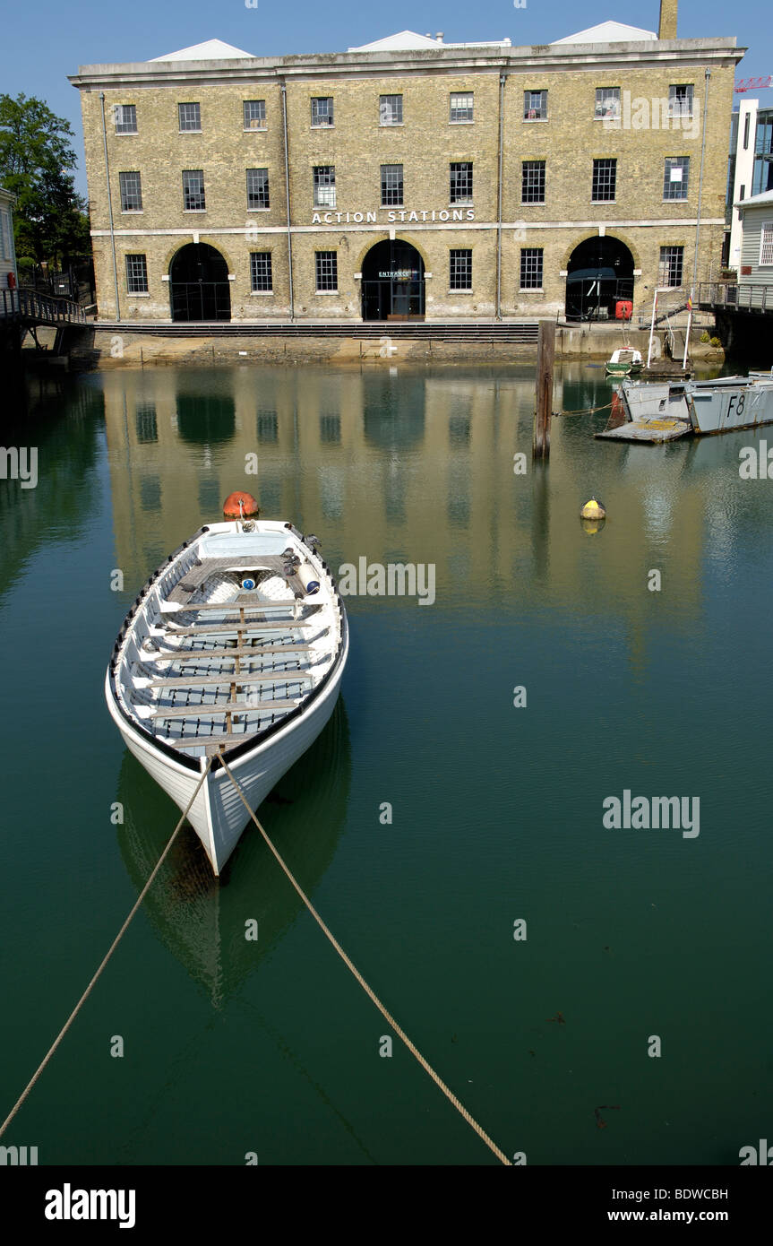 Ships cutter moored at the Royal Naval Museum, Portsmouth Dockyard ...