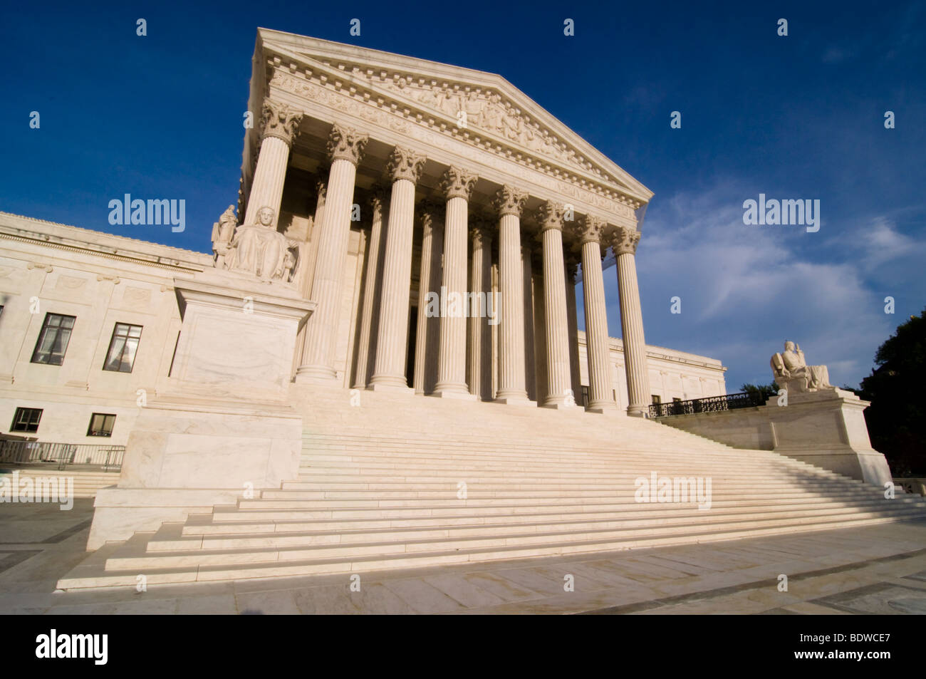 The steps of the United States Supreme Court building bathed in late ...