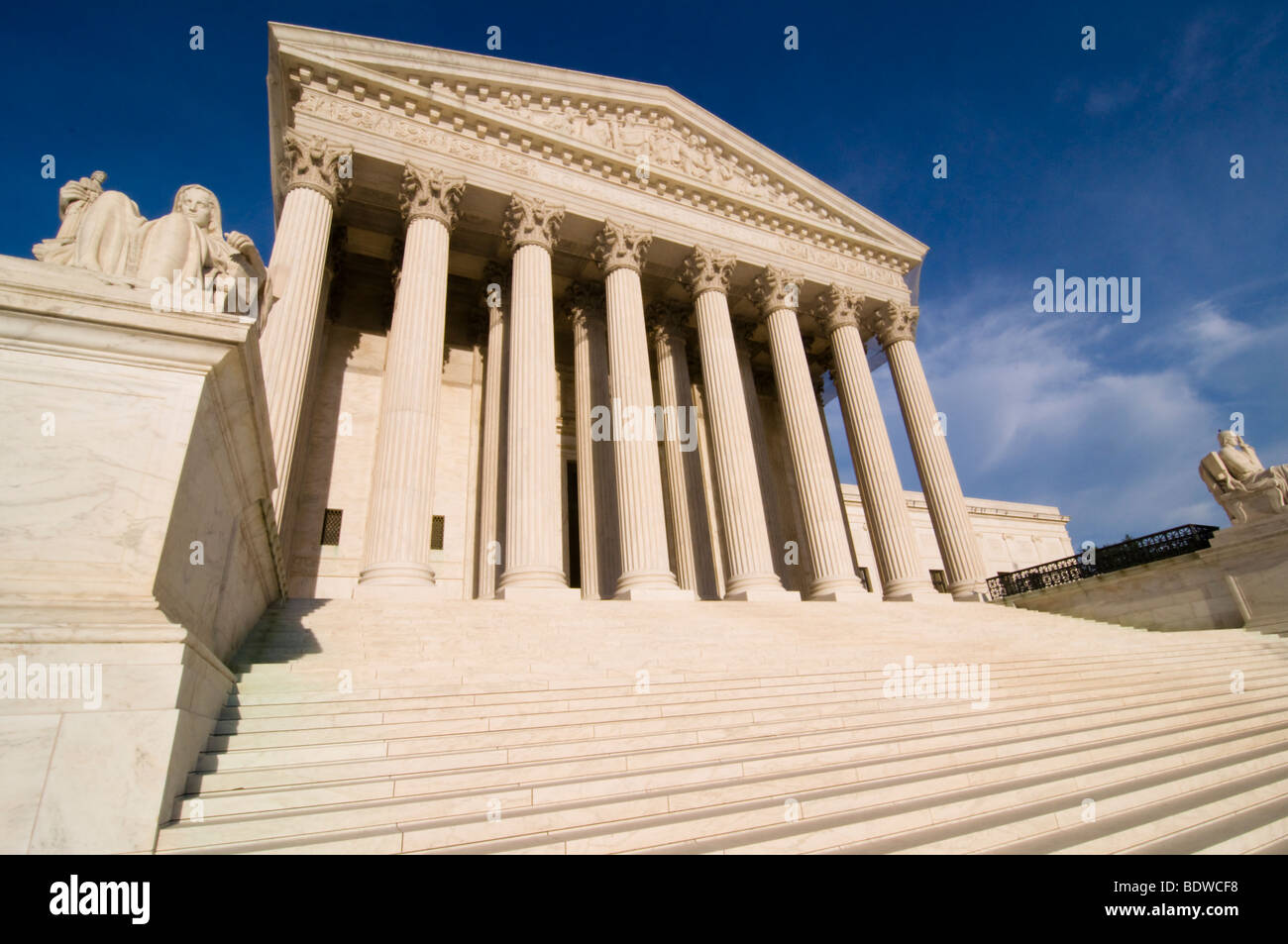 The steps of the United States Supreme Court building bathed in late ...