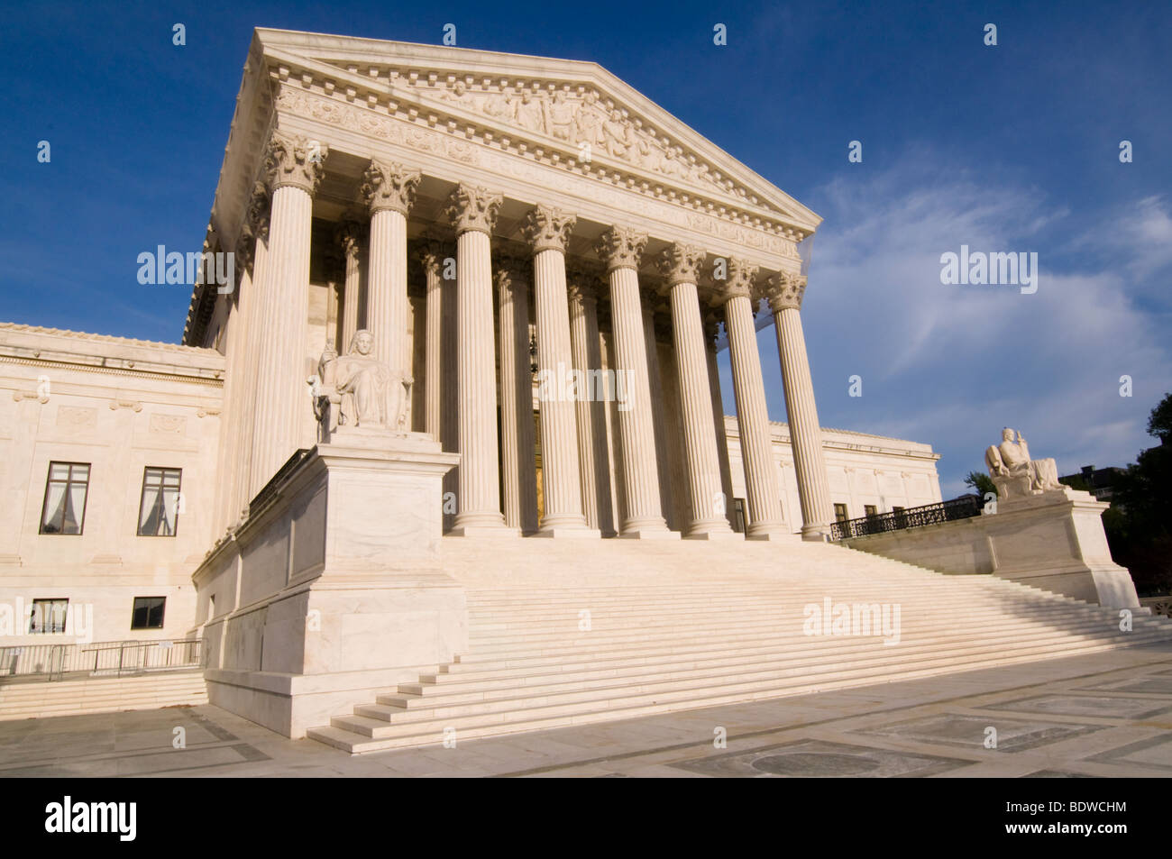 The steps of the United States Supreme Court building bathed in late ...