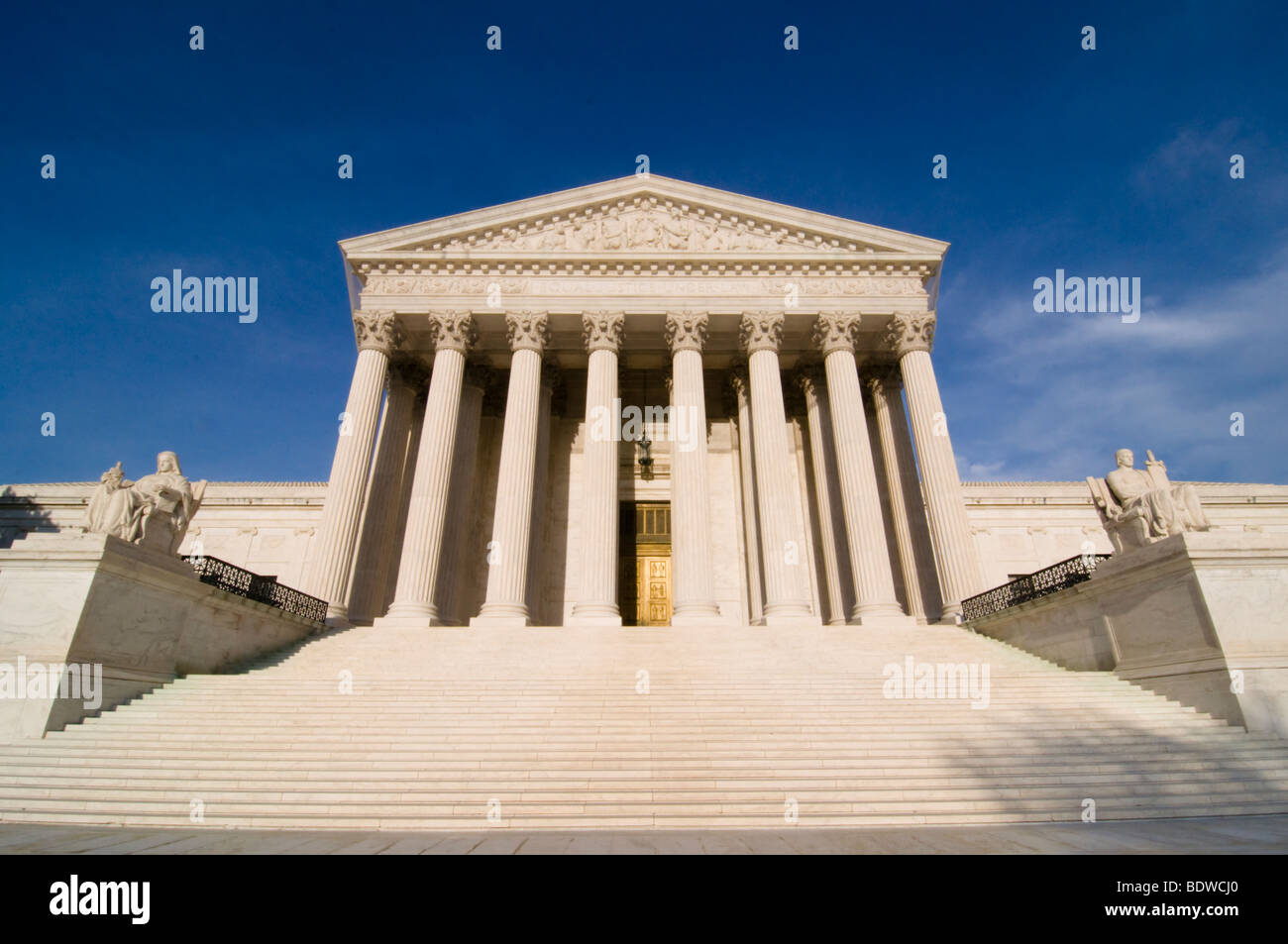 The steps of the United States Supreme Court building bathed in late ...
