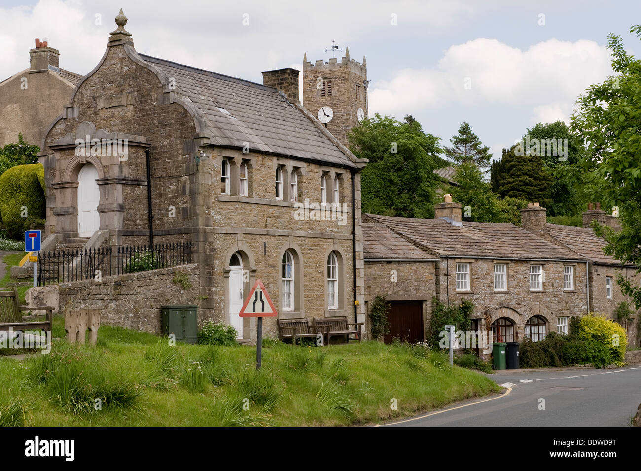 The village of Muker, North Yorkshire. The literary institute is in the ...