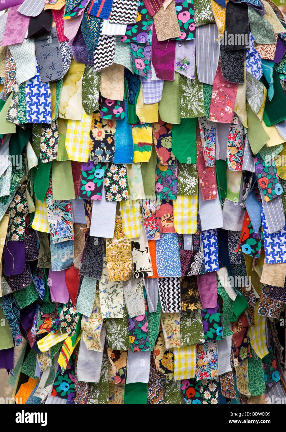 Colourful patterned back of Morris Dancer Coat made from hundreds of ...