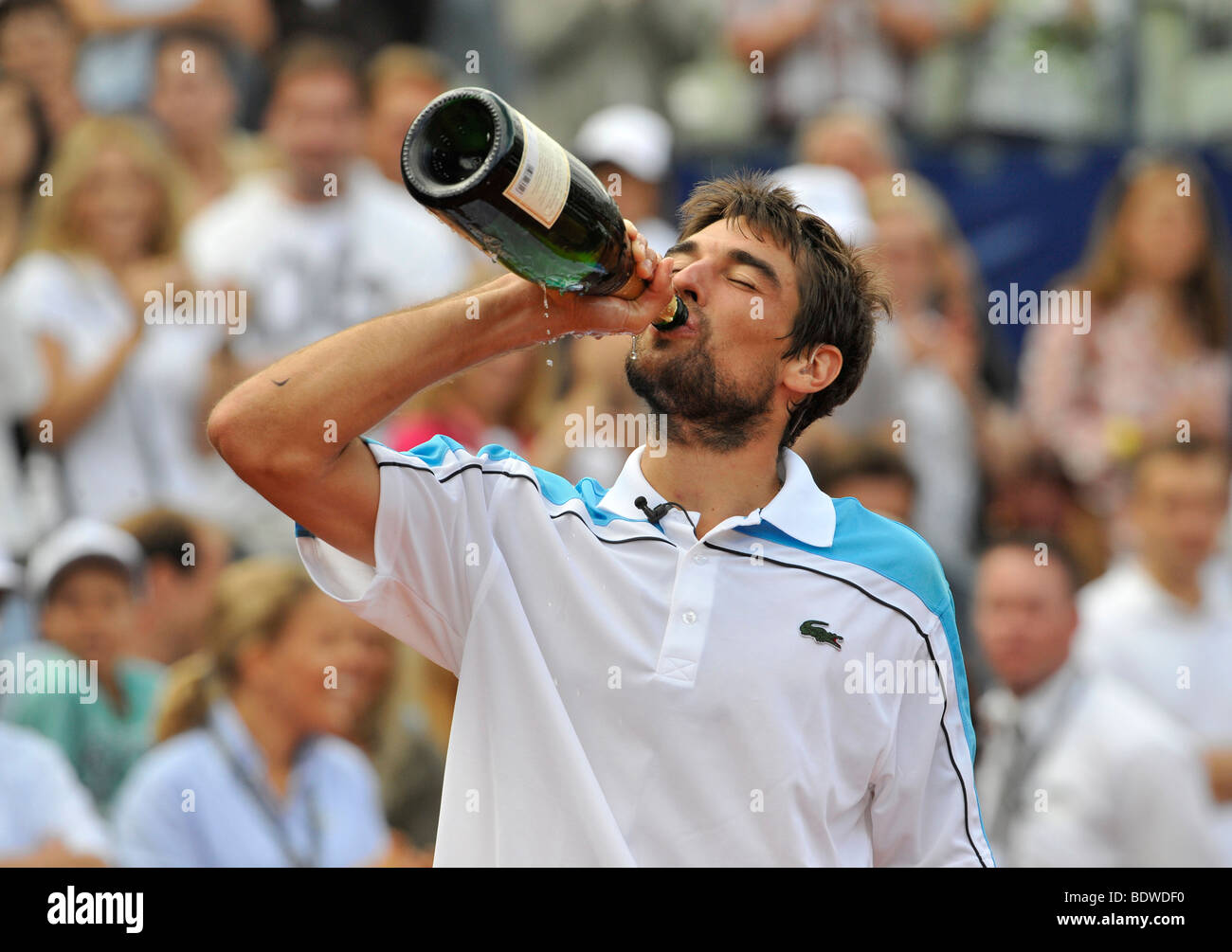 Jeremy CHARDY, France, drinking champagne, Winner Mercedes Cup 2009 ...