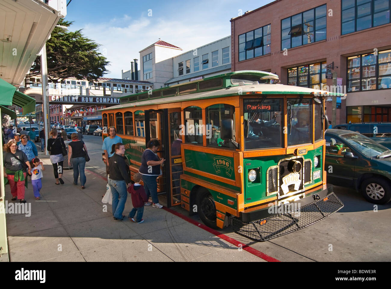 Monterey Trolley on Cannery Row Stock Photo - Alamy