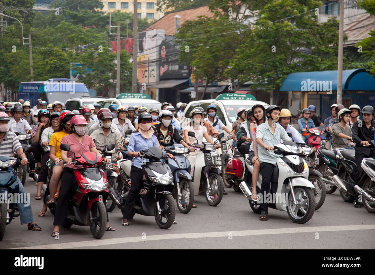 A bustling street scene in Saigon, Vietnam Stock Photo - Alamy
