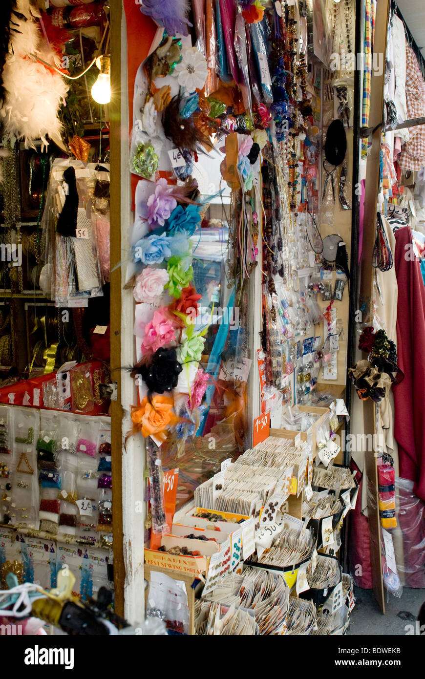 haberdashery shop in the Montmartre market in Paris Stock Photo - Alamy