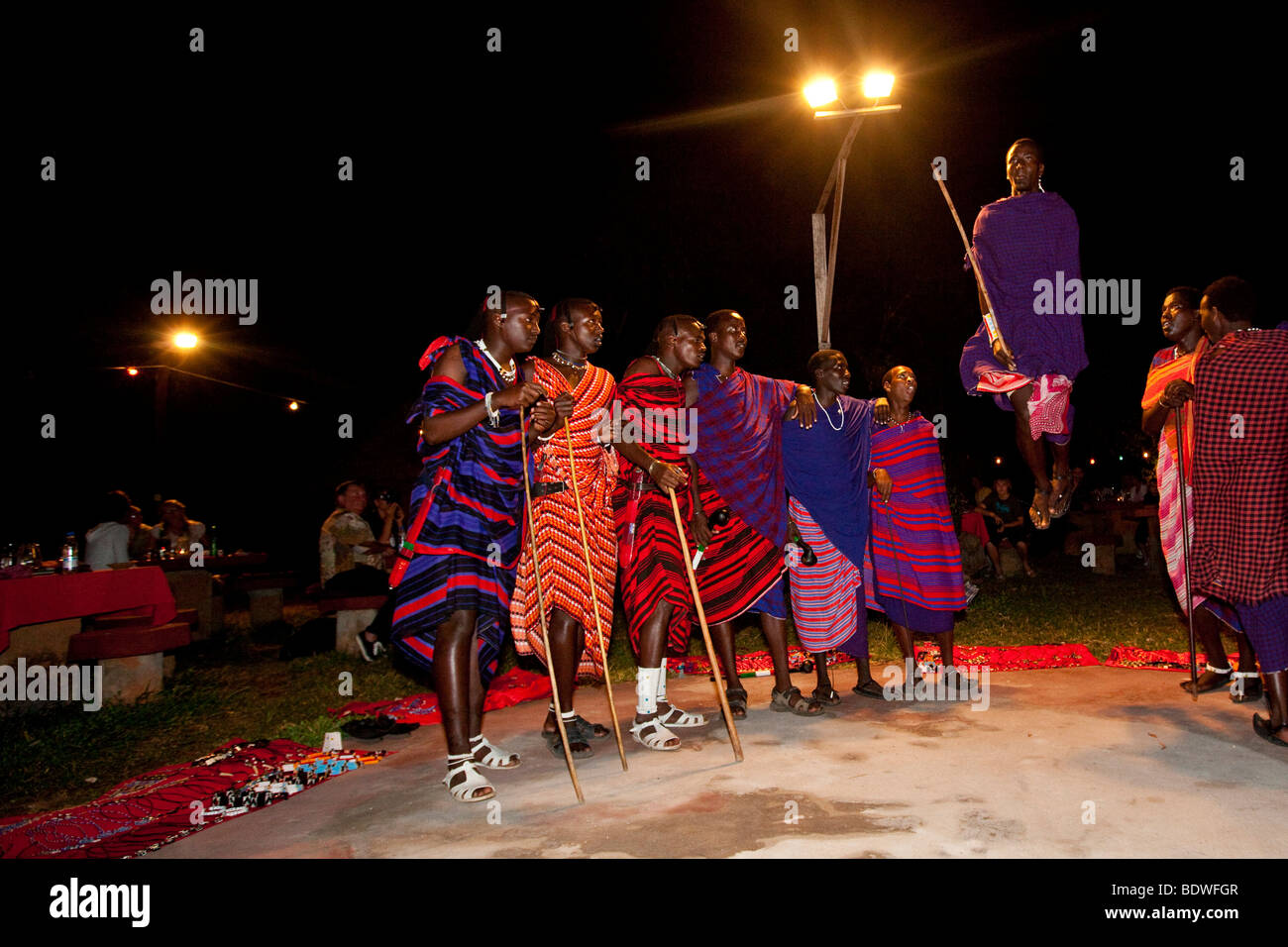 Maasai dancing their traditional wedding dance at night, Zanzibar ...
