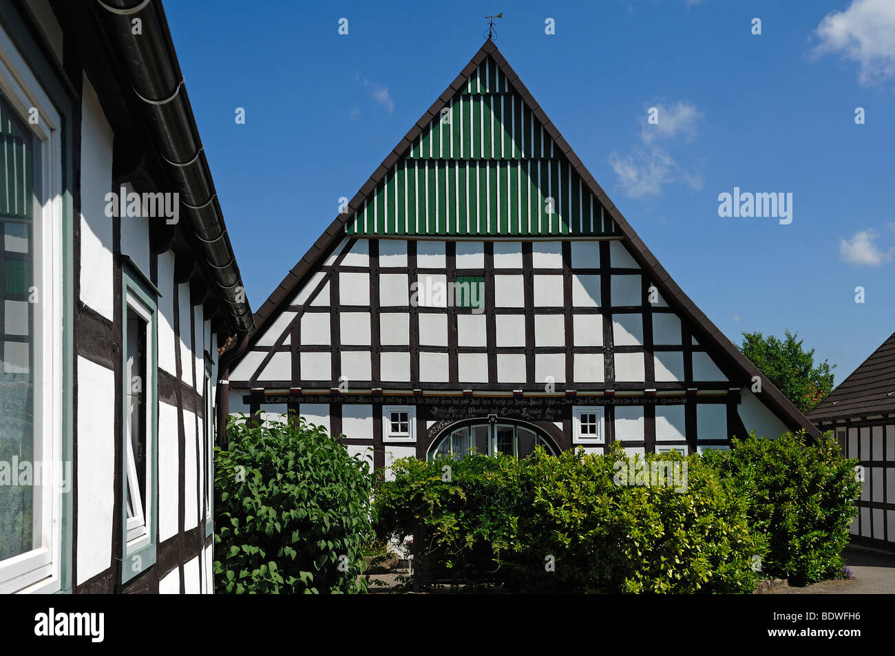 Lower Saxony half-timbered house from 1777 with inscriptions, Bad Essen ...