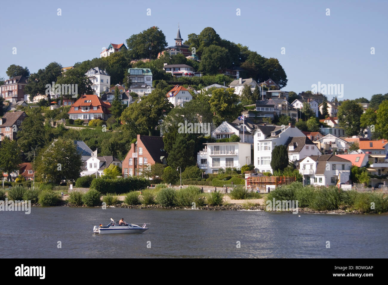 View on the Suellberg hill overlooking the river Elbe in the suburb of ...