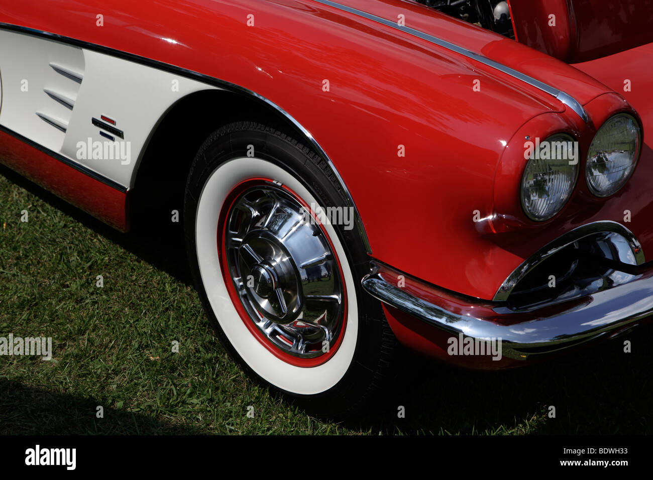 1961 red chevy corvette. side view. fender. Smithville, Indiana car ...