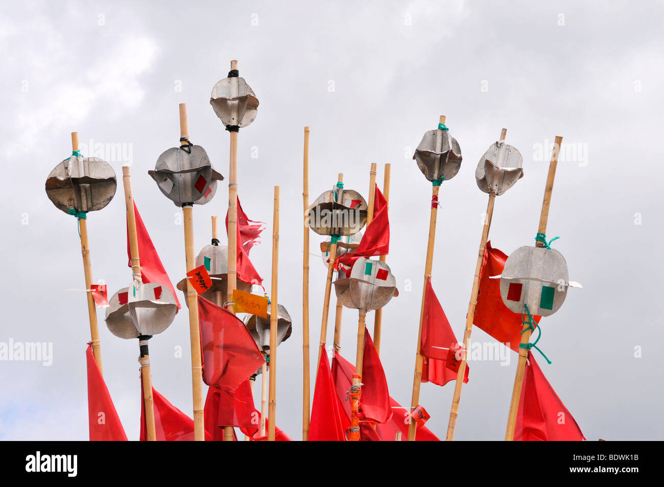 Flags for marking fishing nets Stock Photo - Alamy