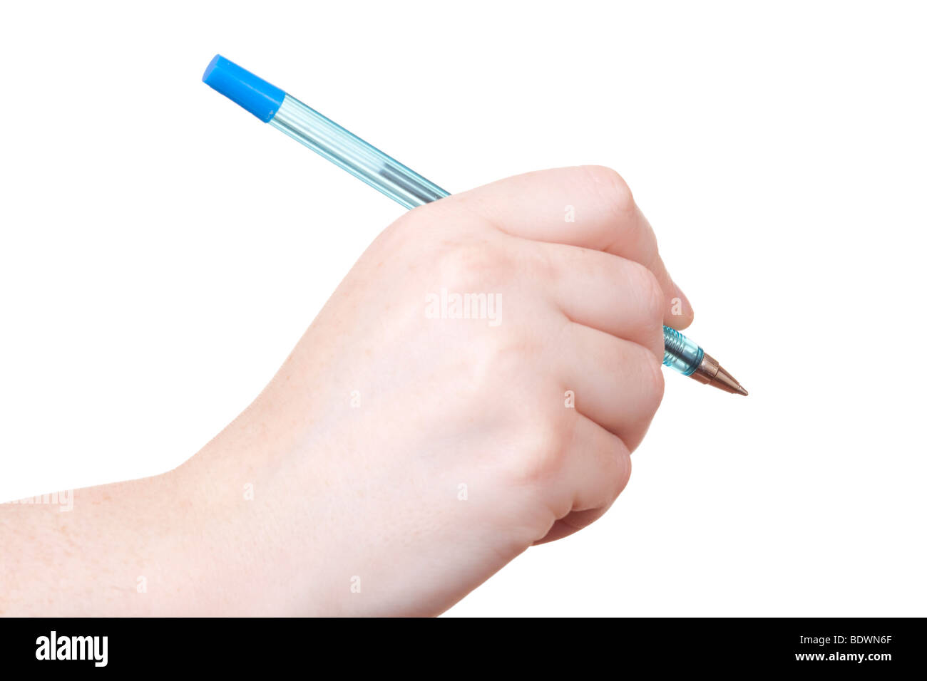 hand writting with a pen isolated on withe background Stock Photo - Alamy