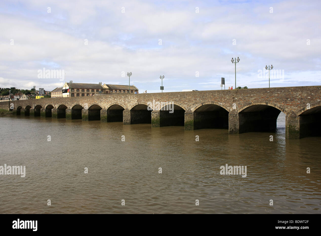 Bridge over the River Taw at Barnstaple Devon England Stock Photo - Alamy