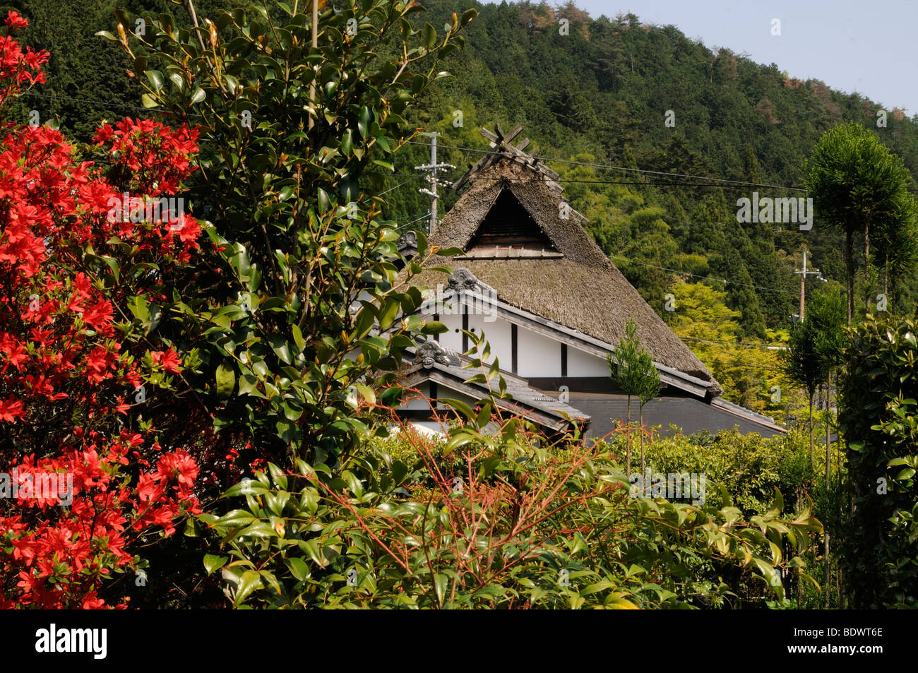 Traditional thatched farmhouse, gassho, gassho-zukuri, Ohara near Kyoto ...