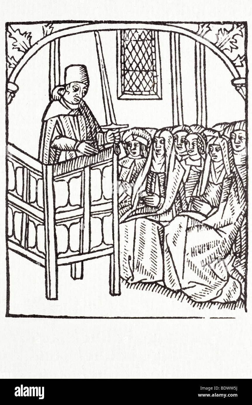 w de worde 1515 treatyse called alcaron in public pulpit a man holding ...