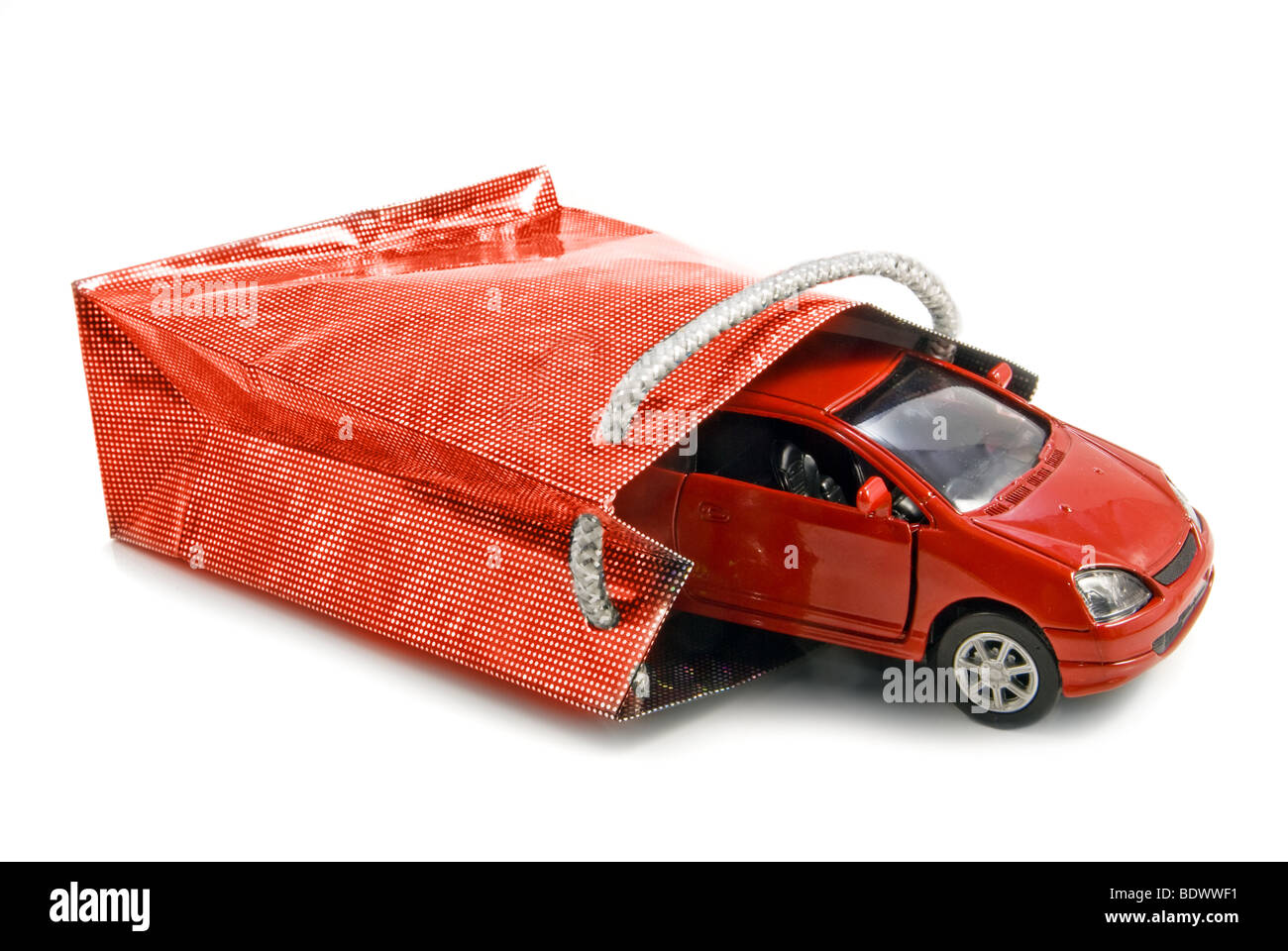 Car as Gift concept isolated on white Stock Photo - Alamy