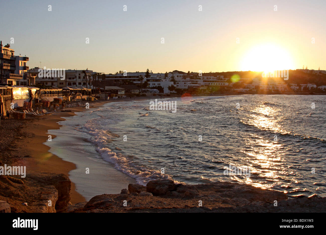 Sunset, Hersonissos, Crete, Greece, Europe Stock Photo - Alamy