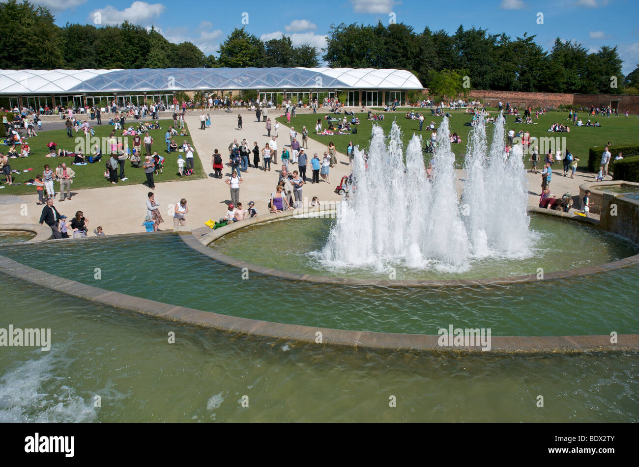 The fountains and pools at Alnwick Gardens, Northumberland Stock Photo ...