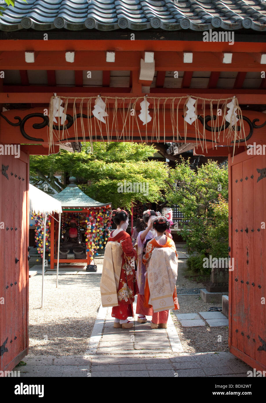 Geisha girls in a temple in Kyoto Japan - For Editorial Use Only Stock ...