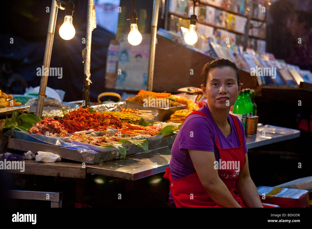 Outdoor BBQ stall in Namdemun Market in Seoul South Korea Stock Photo ...