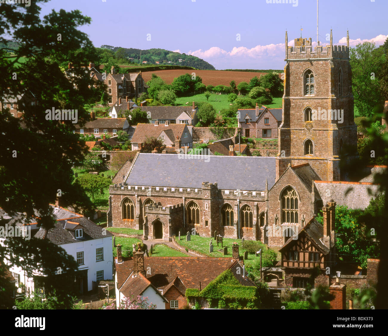 England Somerset Dunster, village & church Stock Photo - Alamy