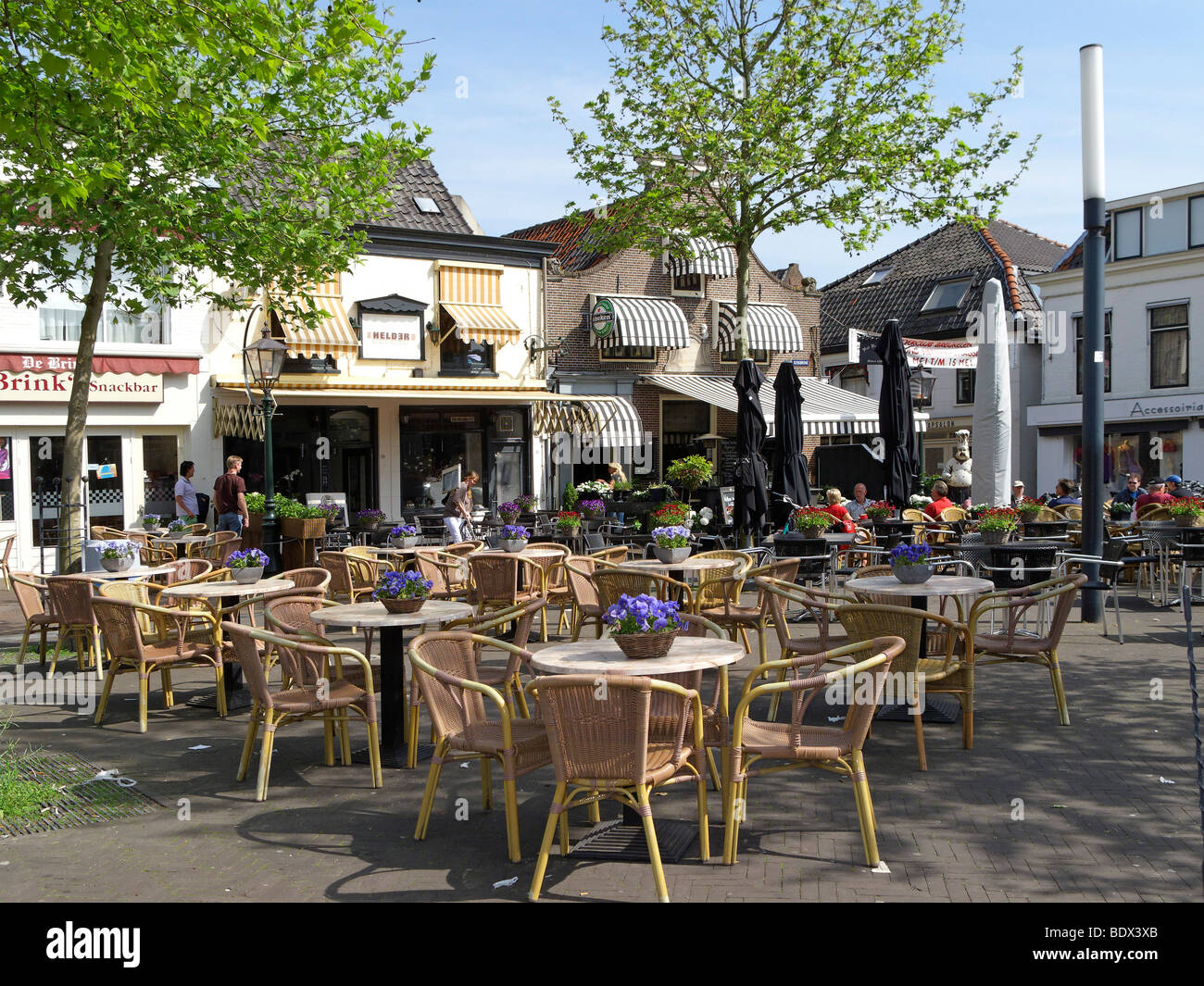 Pavement café at the main square, Breukelen, Holland, Netherlands ...