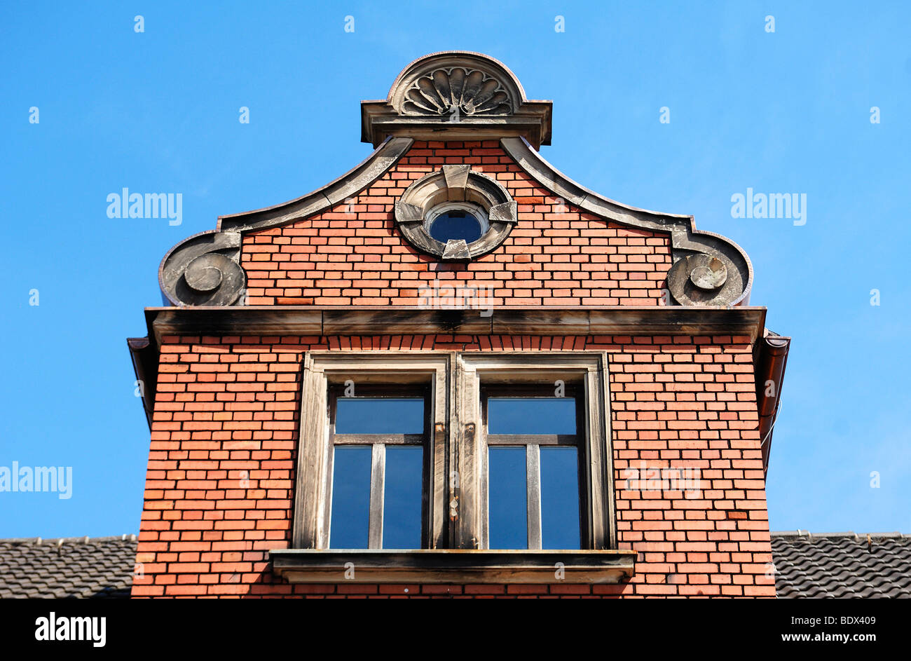 Renaissance brick gables, Erlangen, Middle Franconia, Bavaria, Germany ...