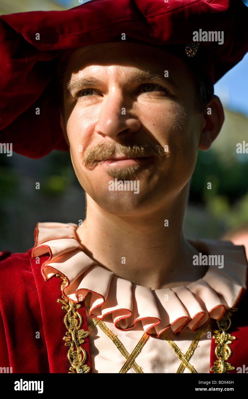 A man in traditional Hungarian folk costume performs at a cultural ...