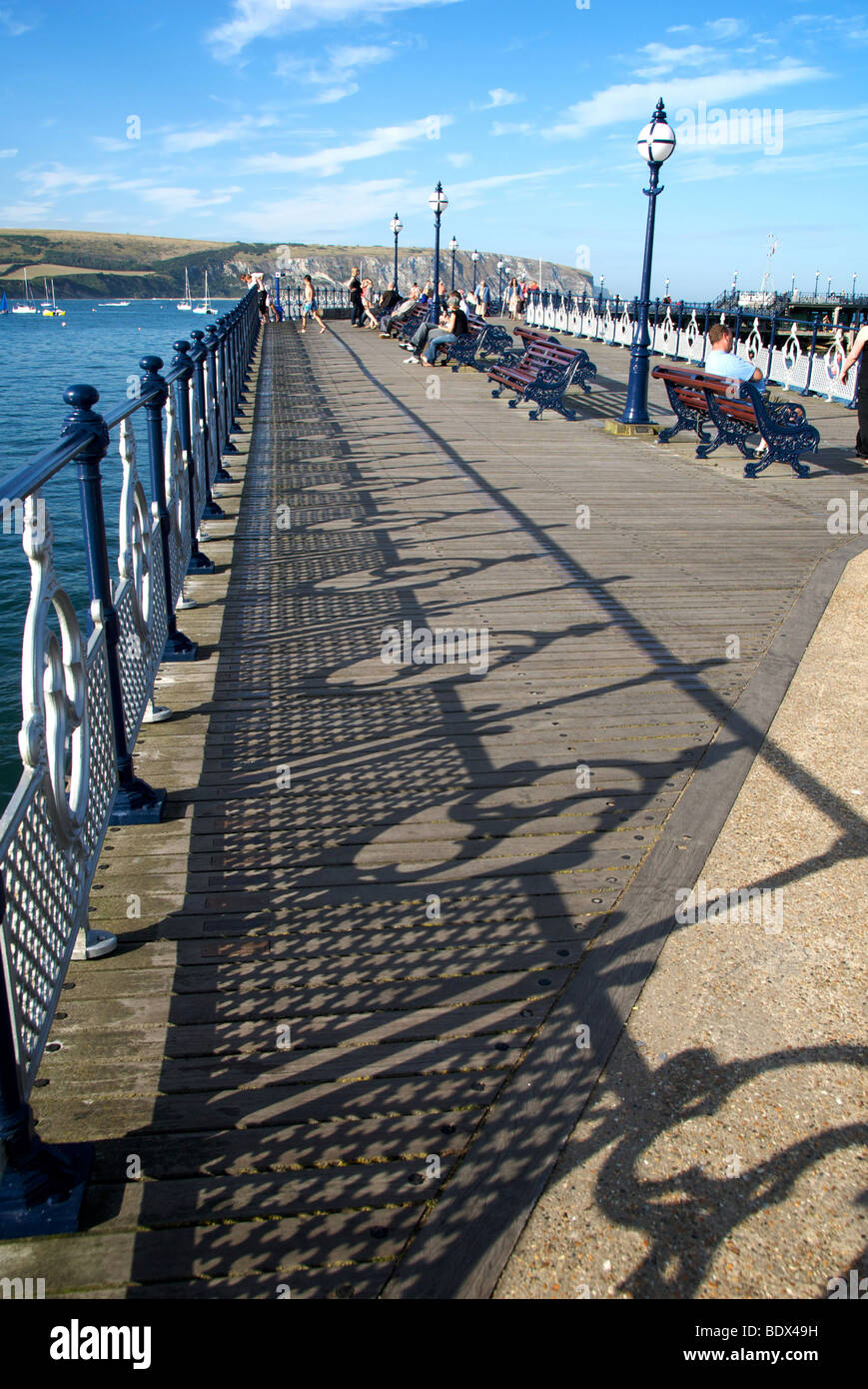 Swanage Pier Dorset UK Balustrade Shadow Stock Photo - Alamy