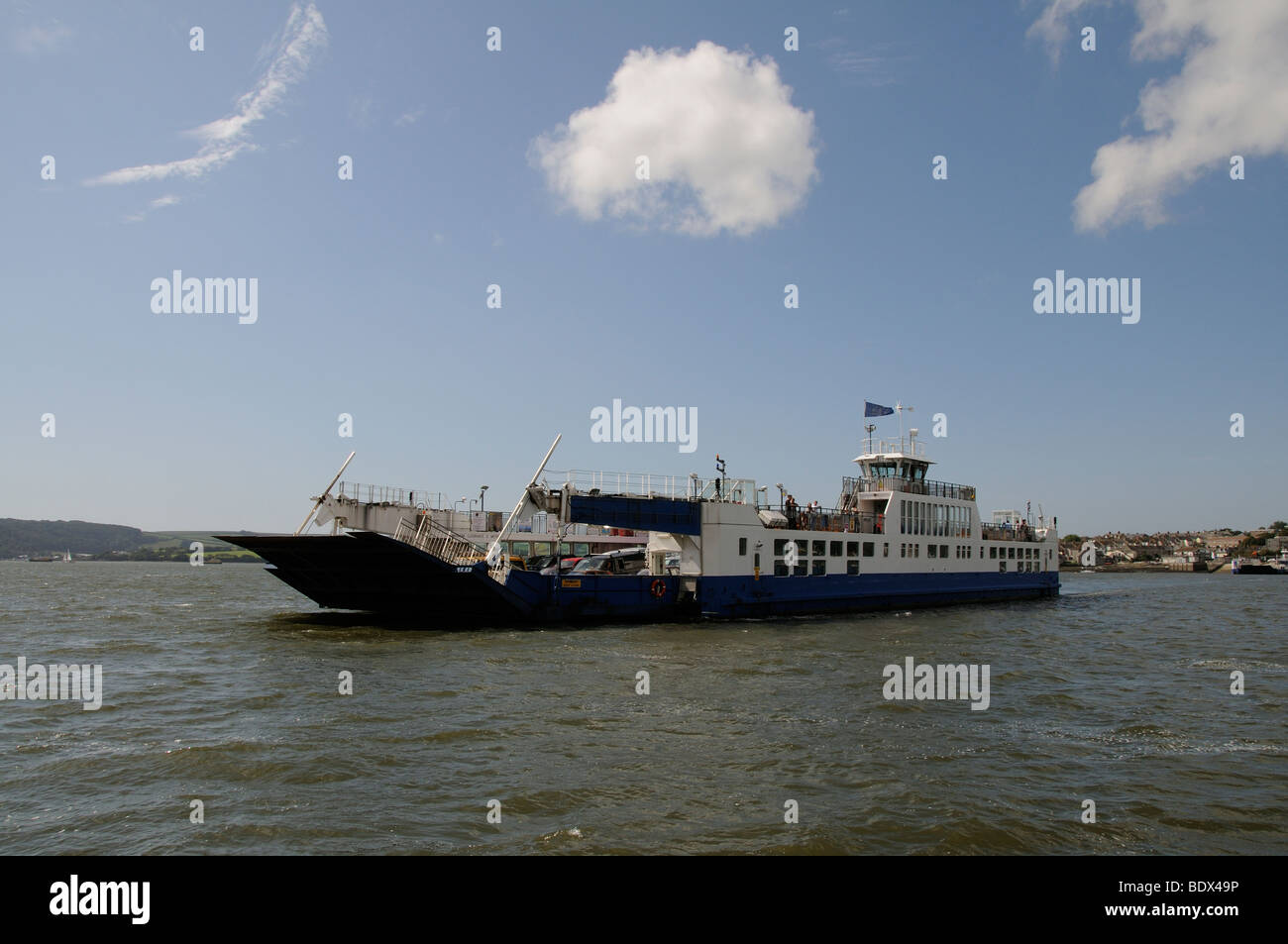 Torpoint ferry crossing the Tamar River between Torpoint in Cornwall ...