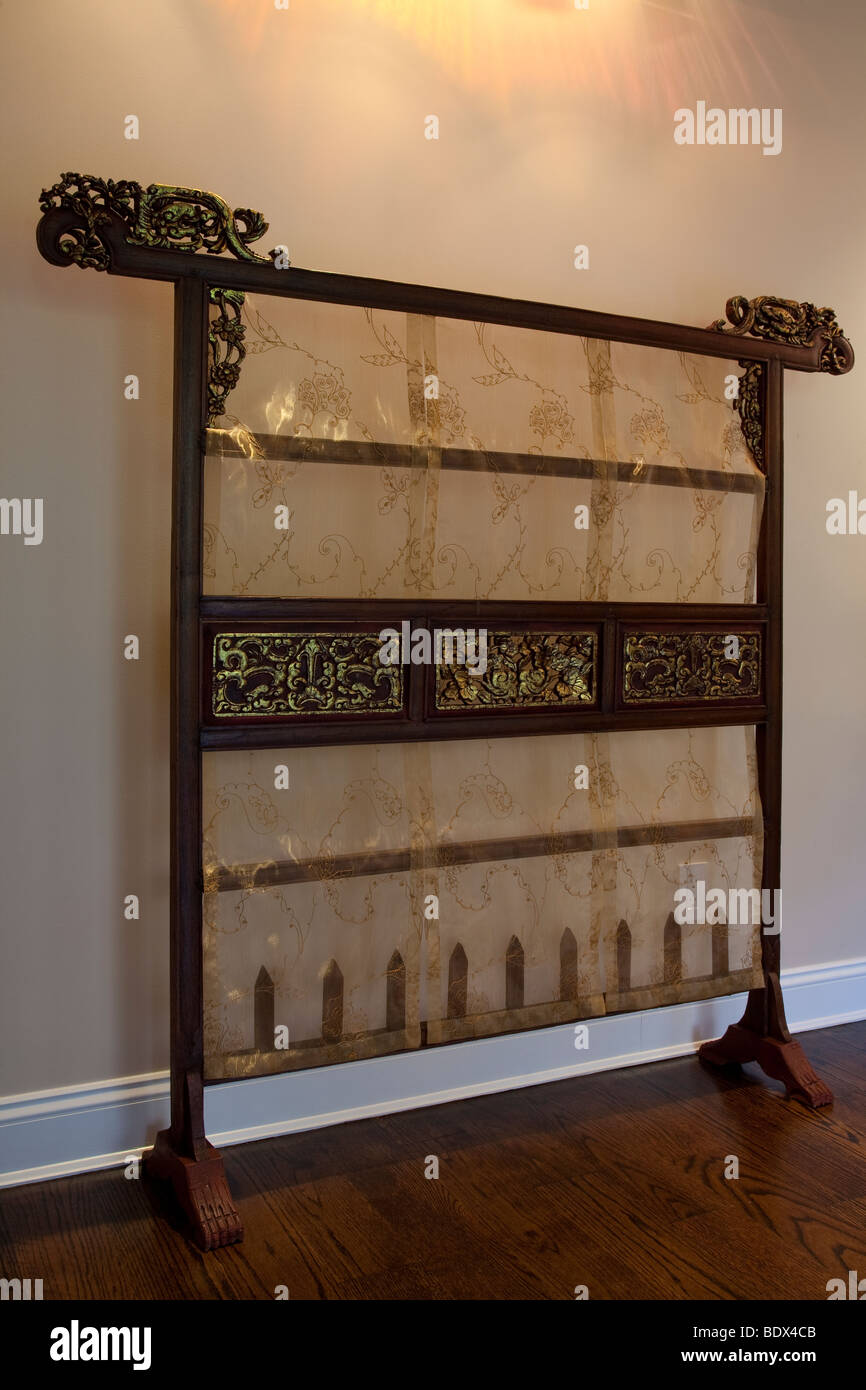 Chinese Decorative Screen with Fabric Stock Photo - Alamy