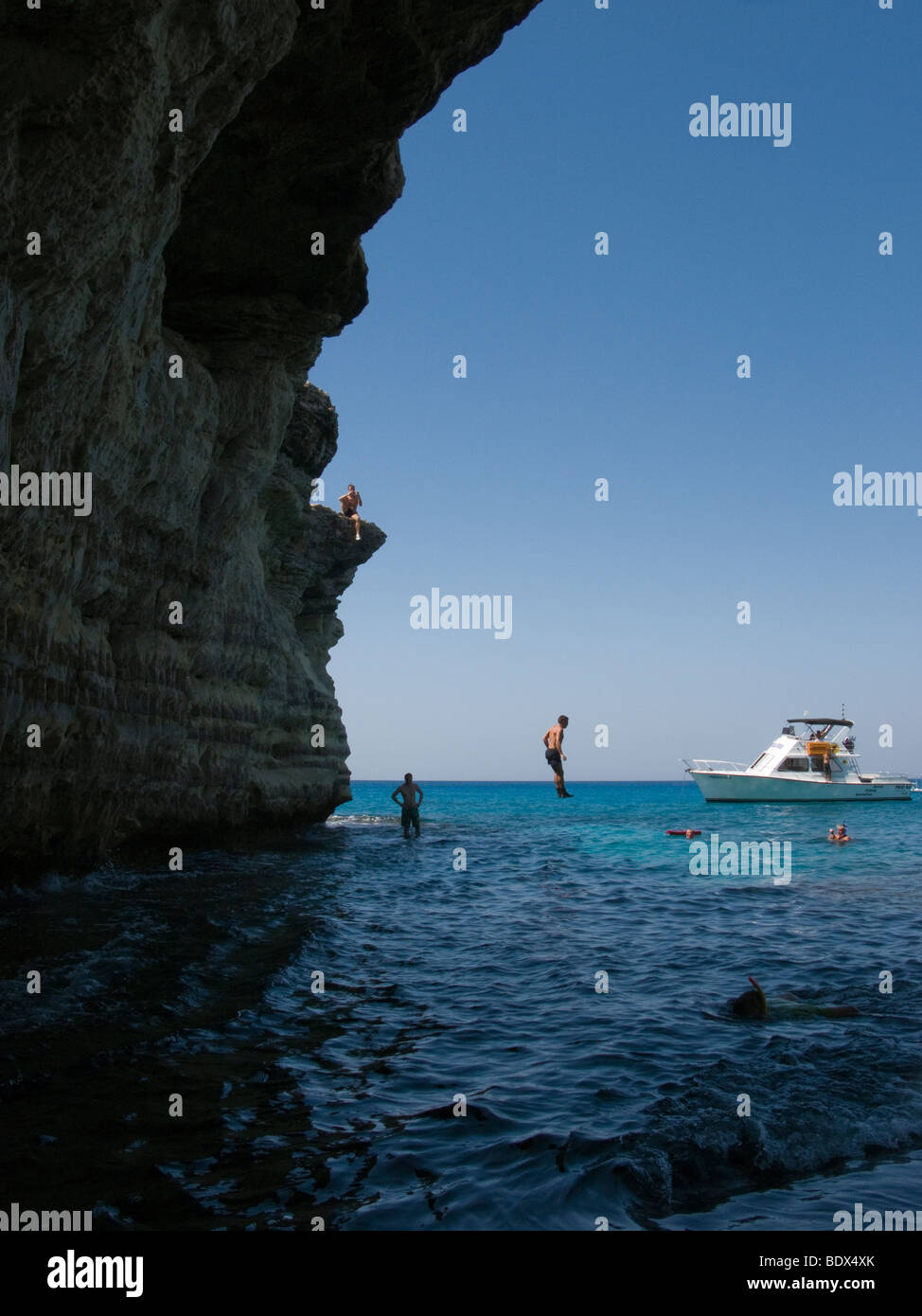 Cliff jumping at Cavo Greco (Cave Greco) between Ayia Napa and the Cape ...