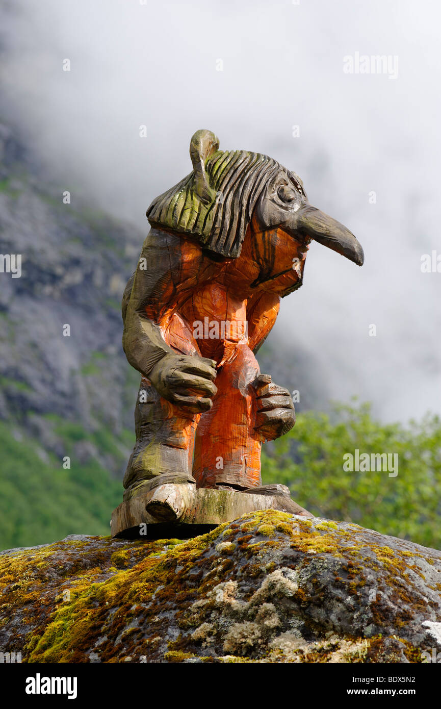 Mountain troll at the roadhouse Trollstiegen, Norway, Europe Stock ...