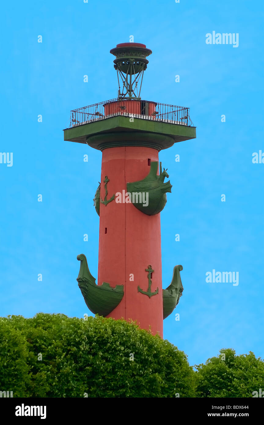 Rostral column in St.Petersburg, Russia on blue sky background Stock ...