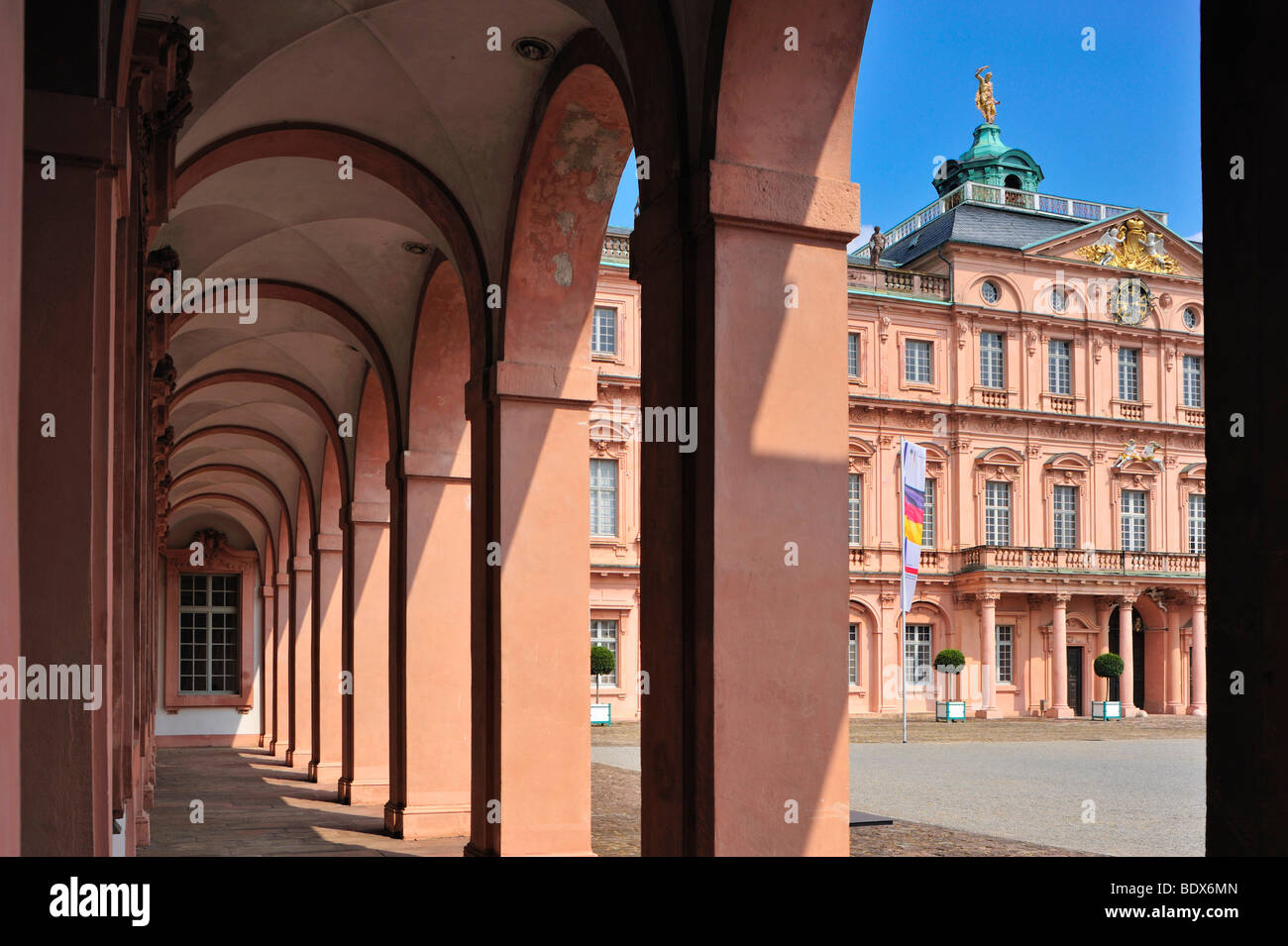 Arcade and courtyard, Schloss Rastatt castle, Rastatt, Schwarzwald ...