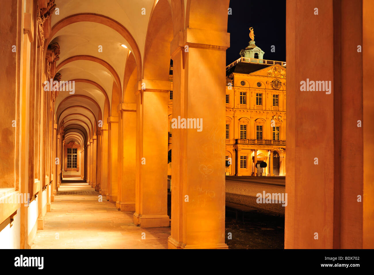 Arcade and courtyard, Schloss Rastatt castle, Rastatt, Schwarzwald ...