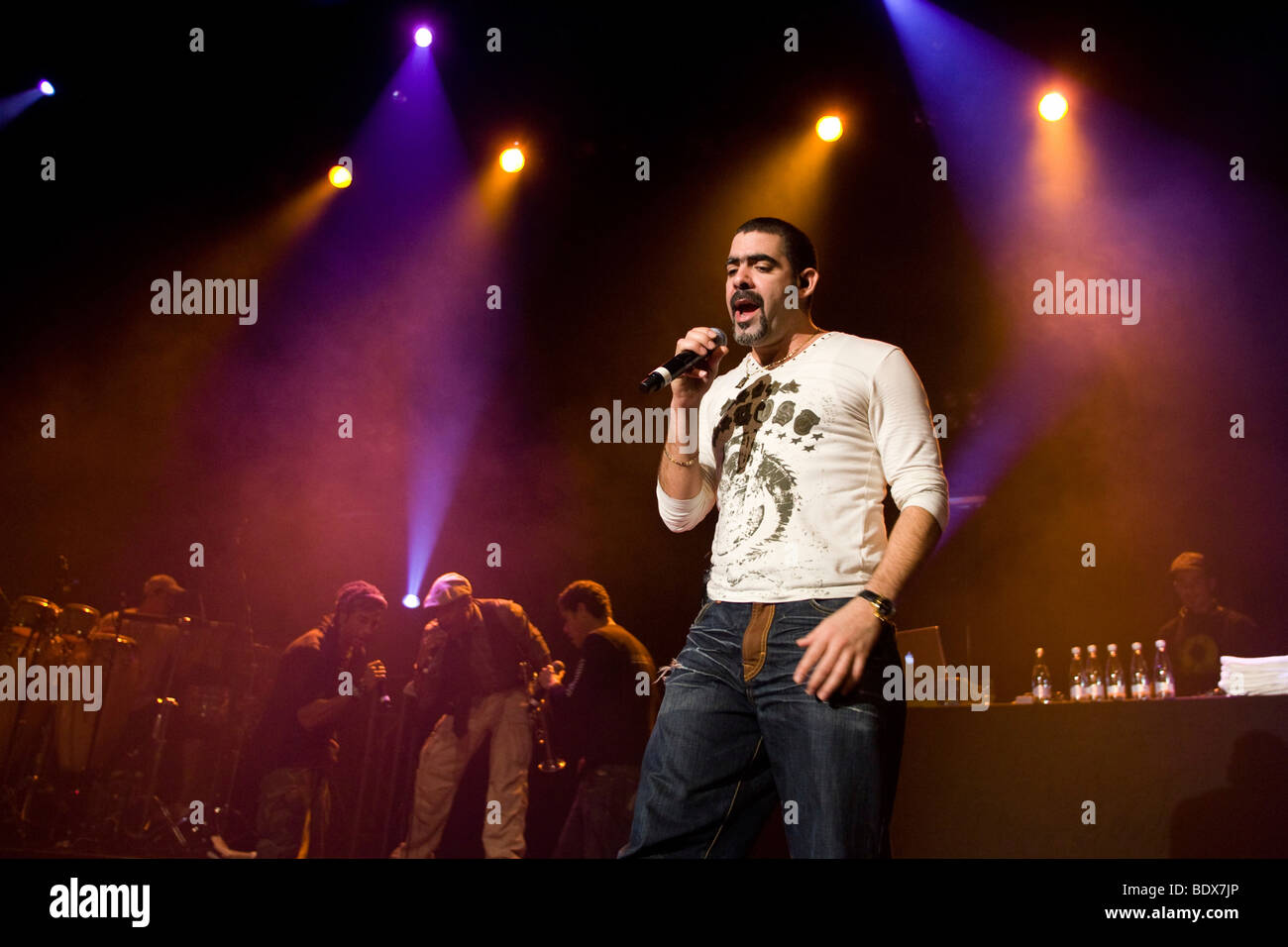Roldán González Rivero of the Cuban band Orishas performing live in the ...