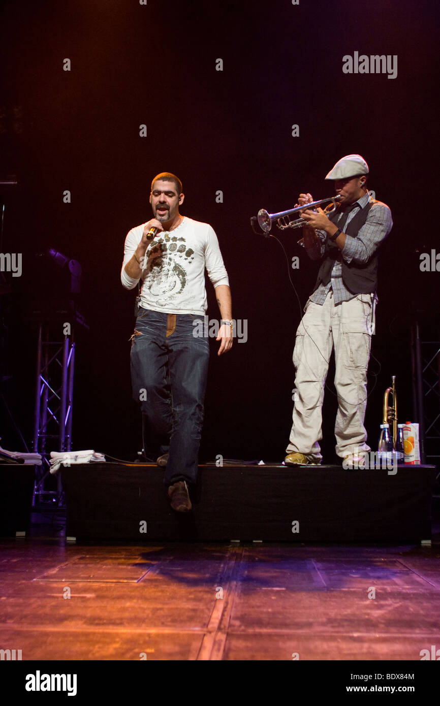 Roldán González Rivero of the Cuban band Orishas performing live in the ...