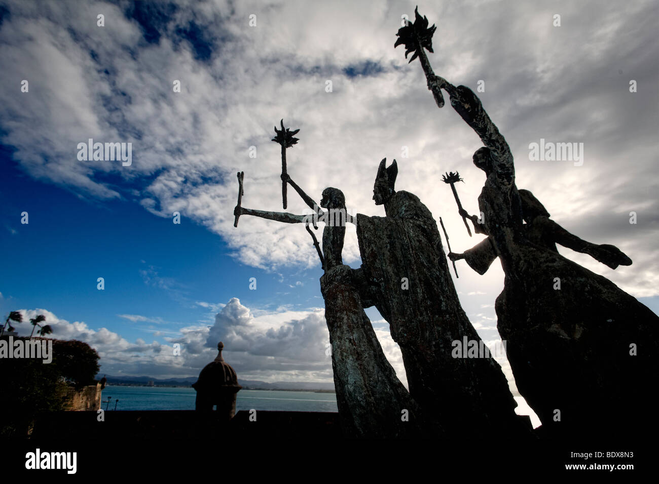 Low Angle View of Torch Carrying Figures, La Rogativa Sculpture, Old ...