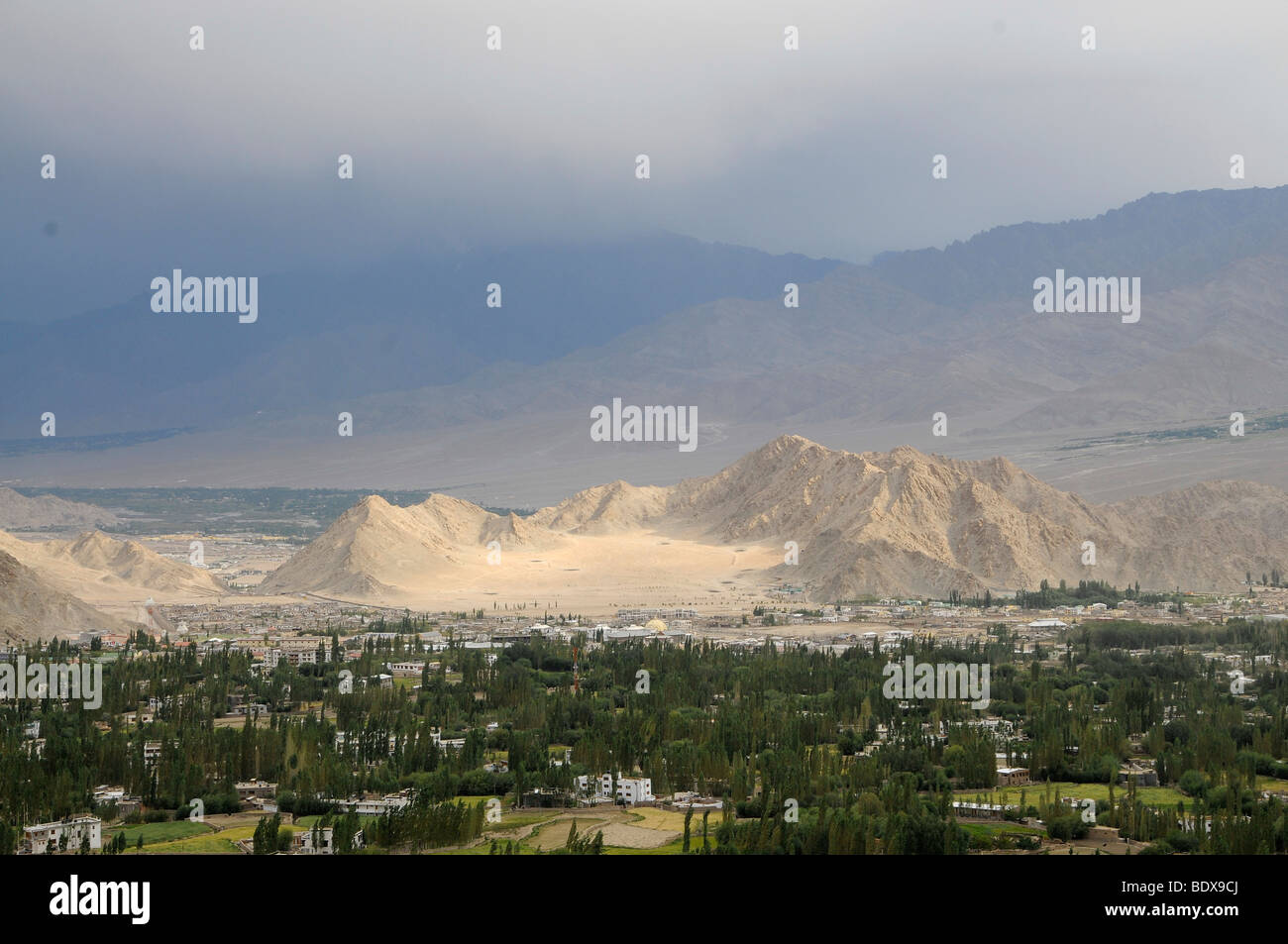 Rain in the mountain desert and oasis Leh, Ladakh, India, Asia Stock ...
