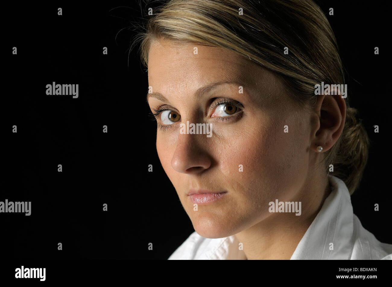 Woman's face, portrait, looking at the camera Stock Photo - Alamy