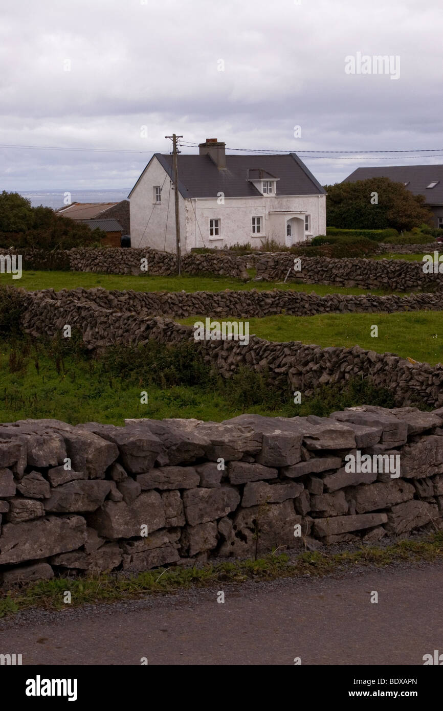 House fronted by Stone-walls, Inis Mor (Inismore) Island, Aran Islands ...