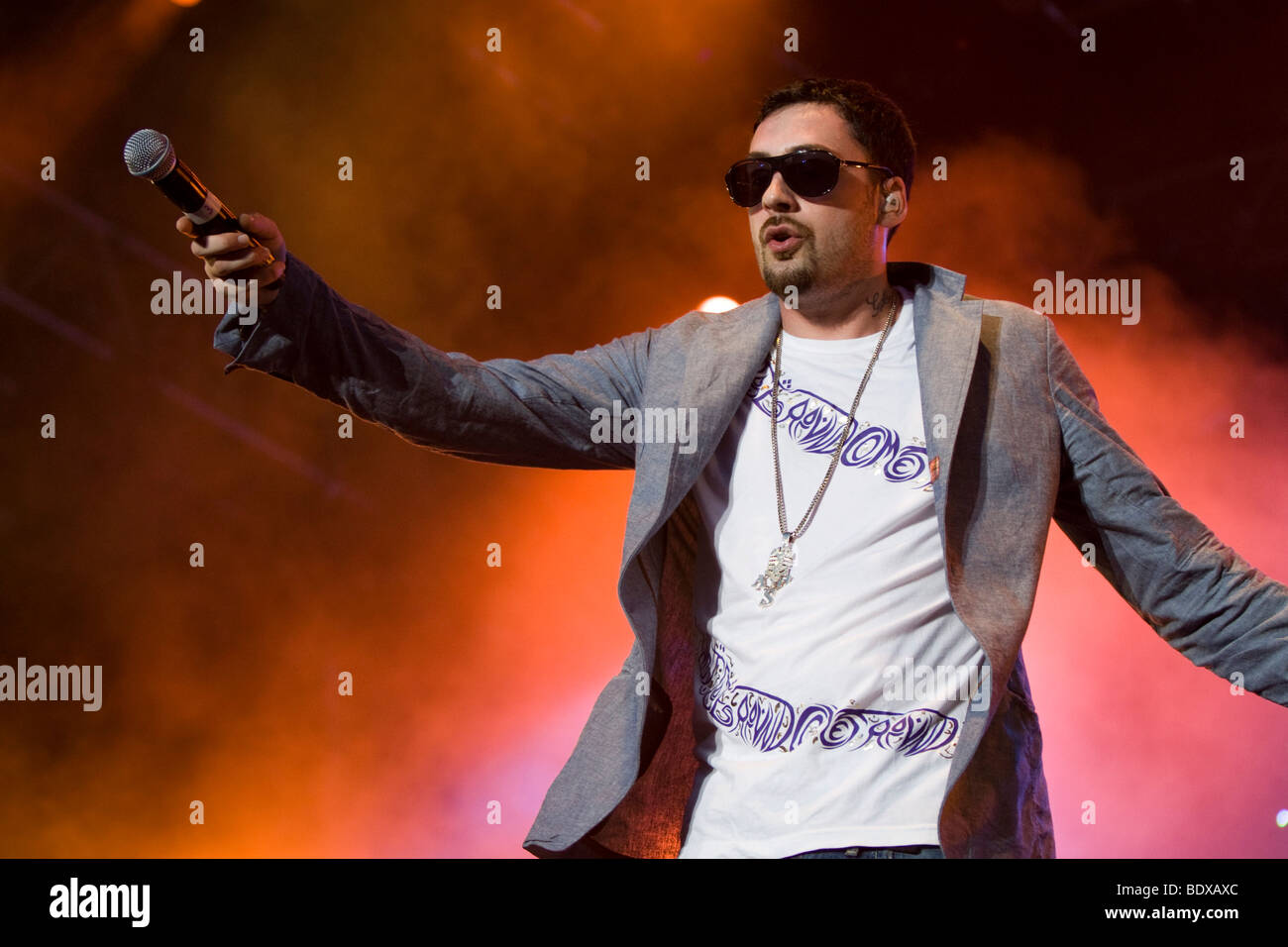 German rapper Sido live at the Heitere Open Air festival in Zofingen ...