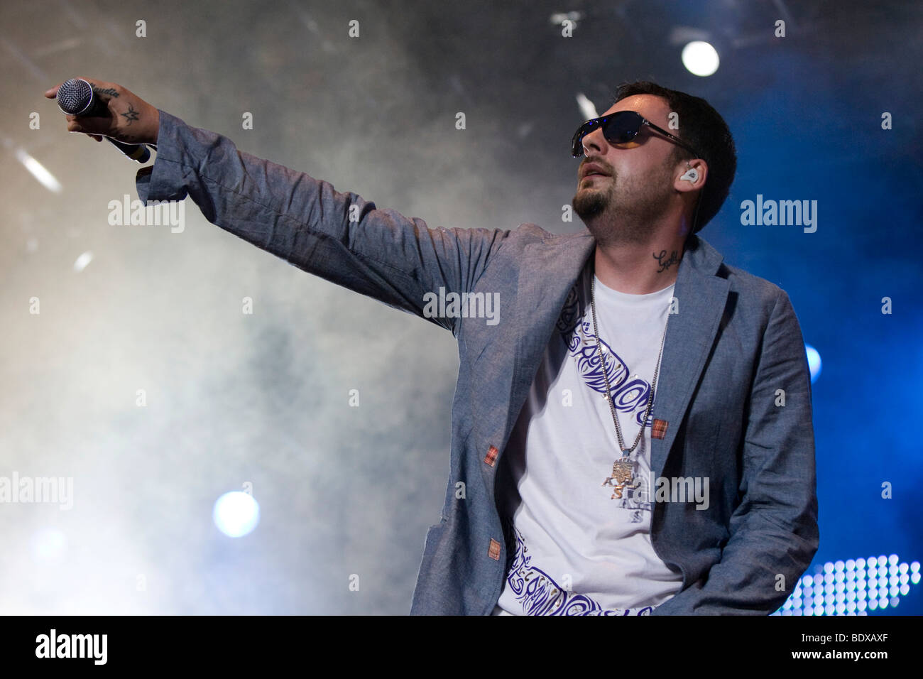 German rapper Sido live at the Heitere Open Air festival in Zofingen ...