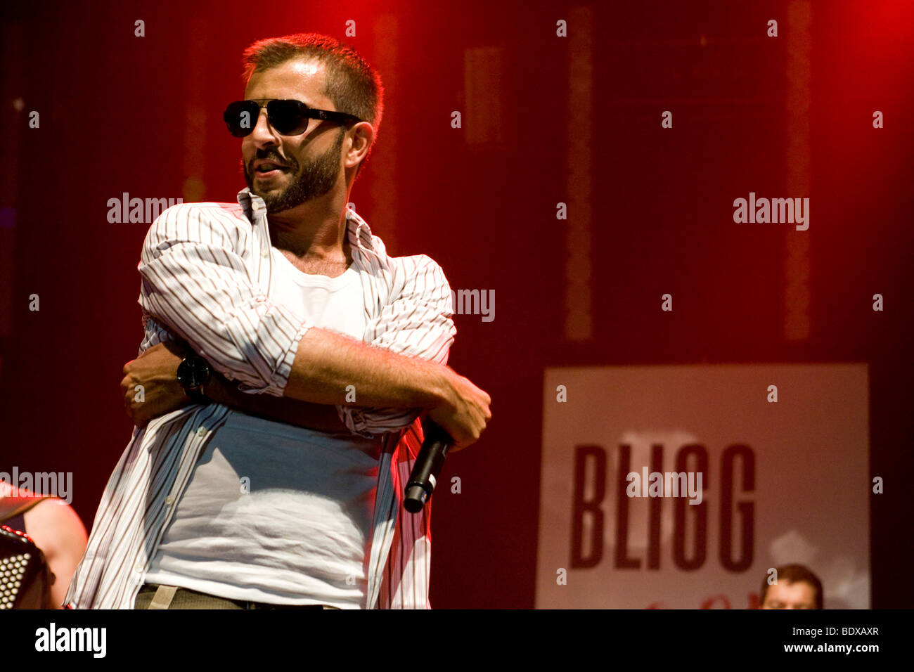 Swiss rapper Marco Bliggensdorfer aka Bligg live at the Heitere Open ...