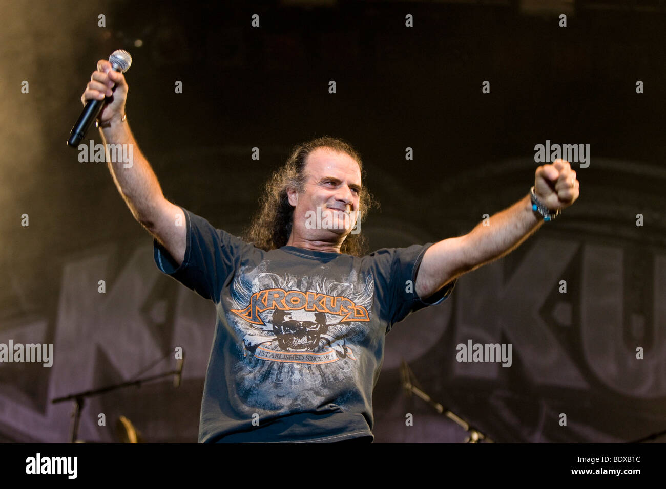 Singer and frontman Marc Storace of the Swiss rock band Krokus live in ...