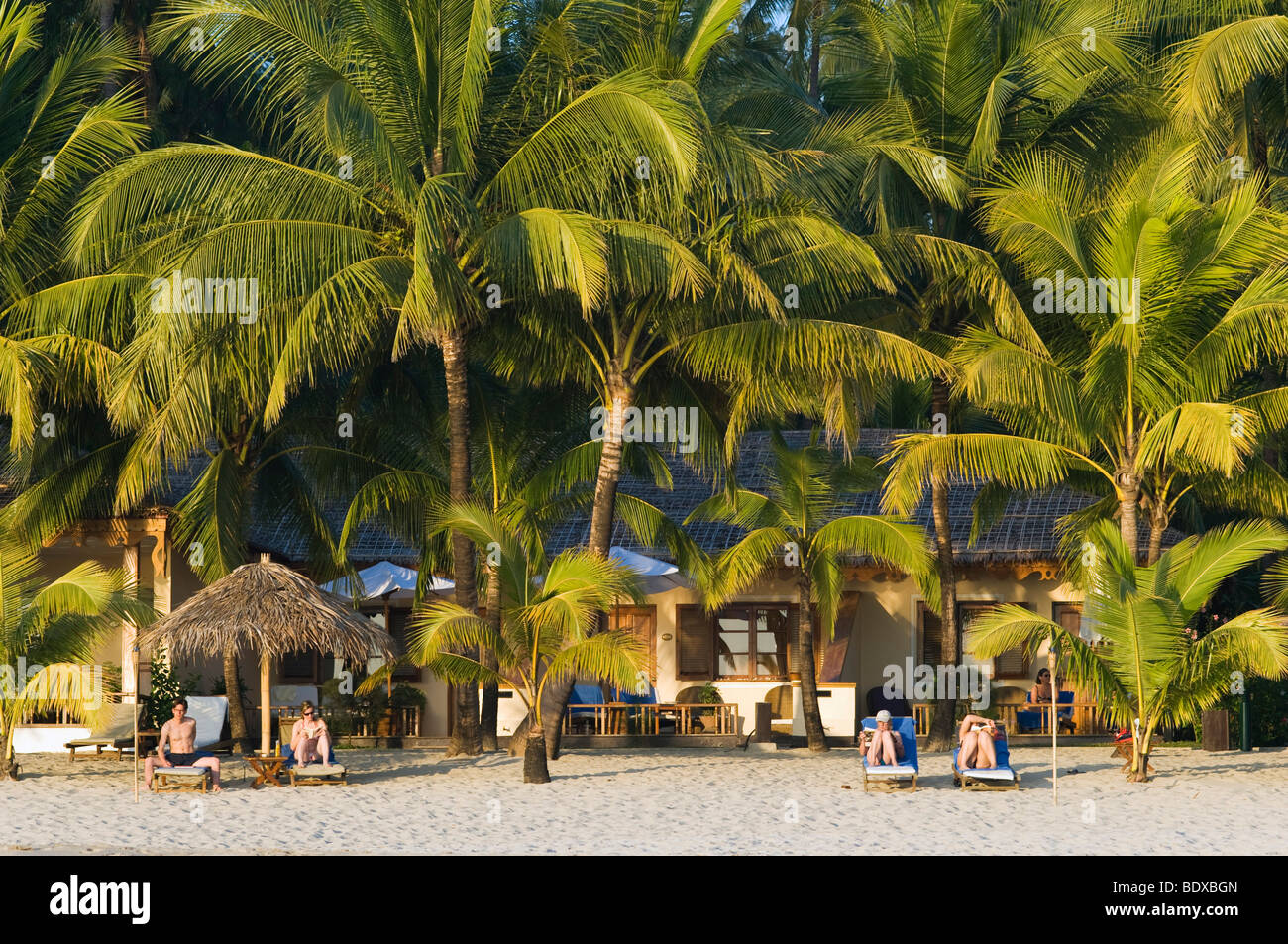 Palm beach, Ngapali Beach, Thandwe, Rakhine Coast, Bay of Bengal, Burma ...