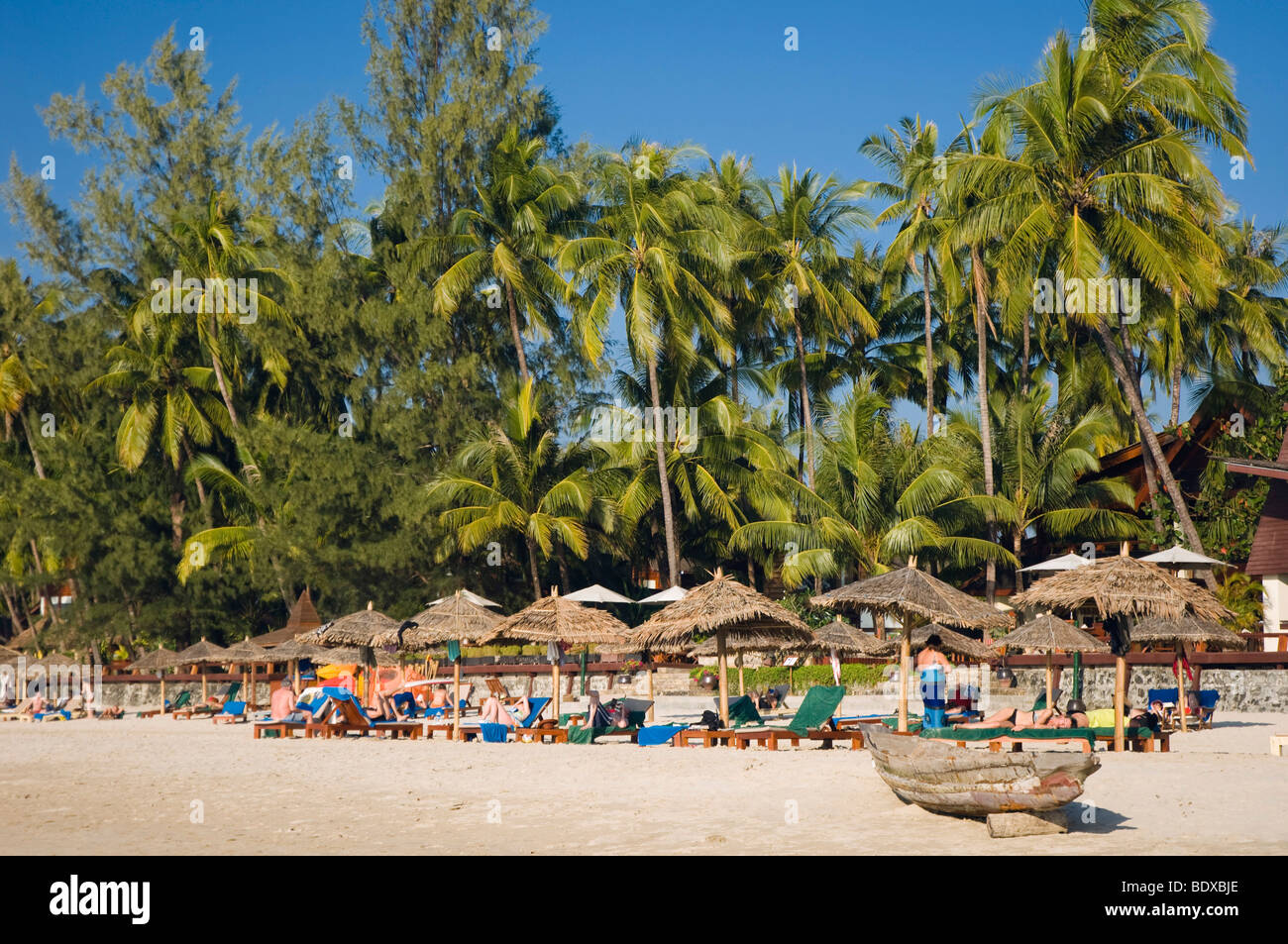 Palm beach, Ngapali Beach, Thandwe, Rakhine Coast, Bay of Bengal, Burma ...